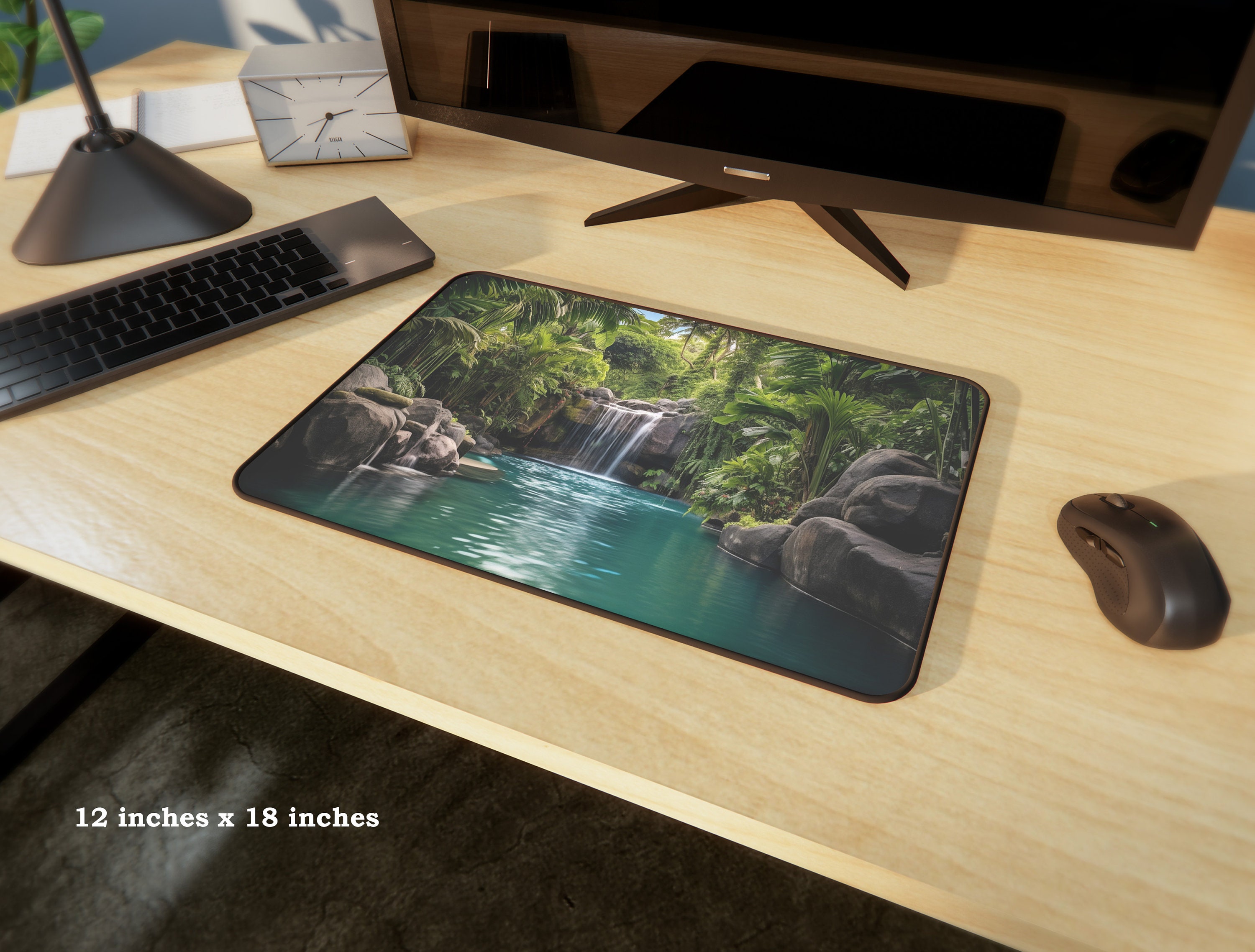 Tropical Pool Desk Mat: Lush Waterfall Mouse Pad - Etsy