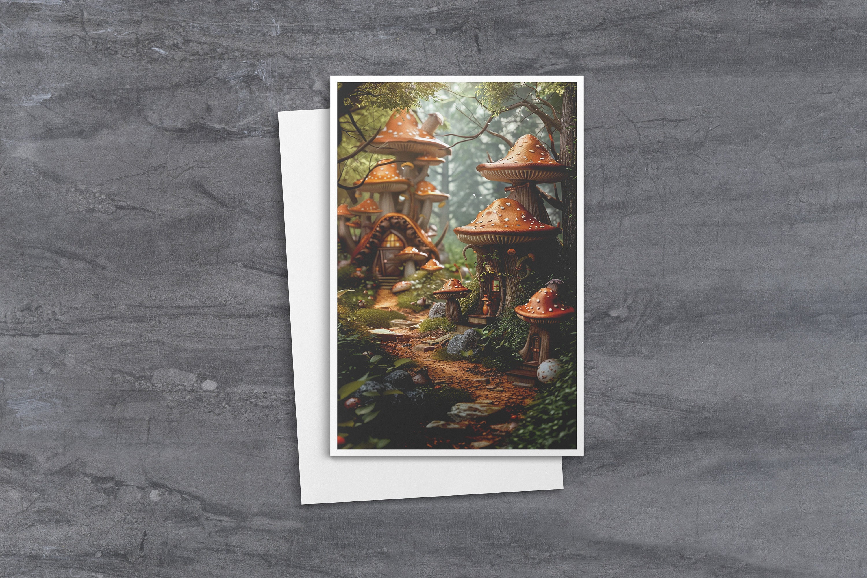 Cozy Cottagecore Note Cards Orange Mushroom House Community, 4x6 Card ...