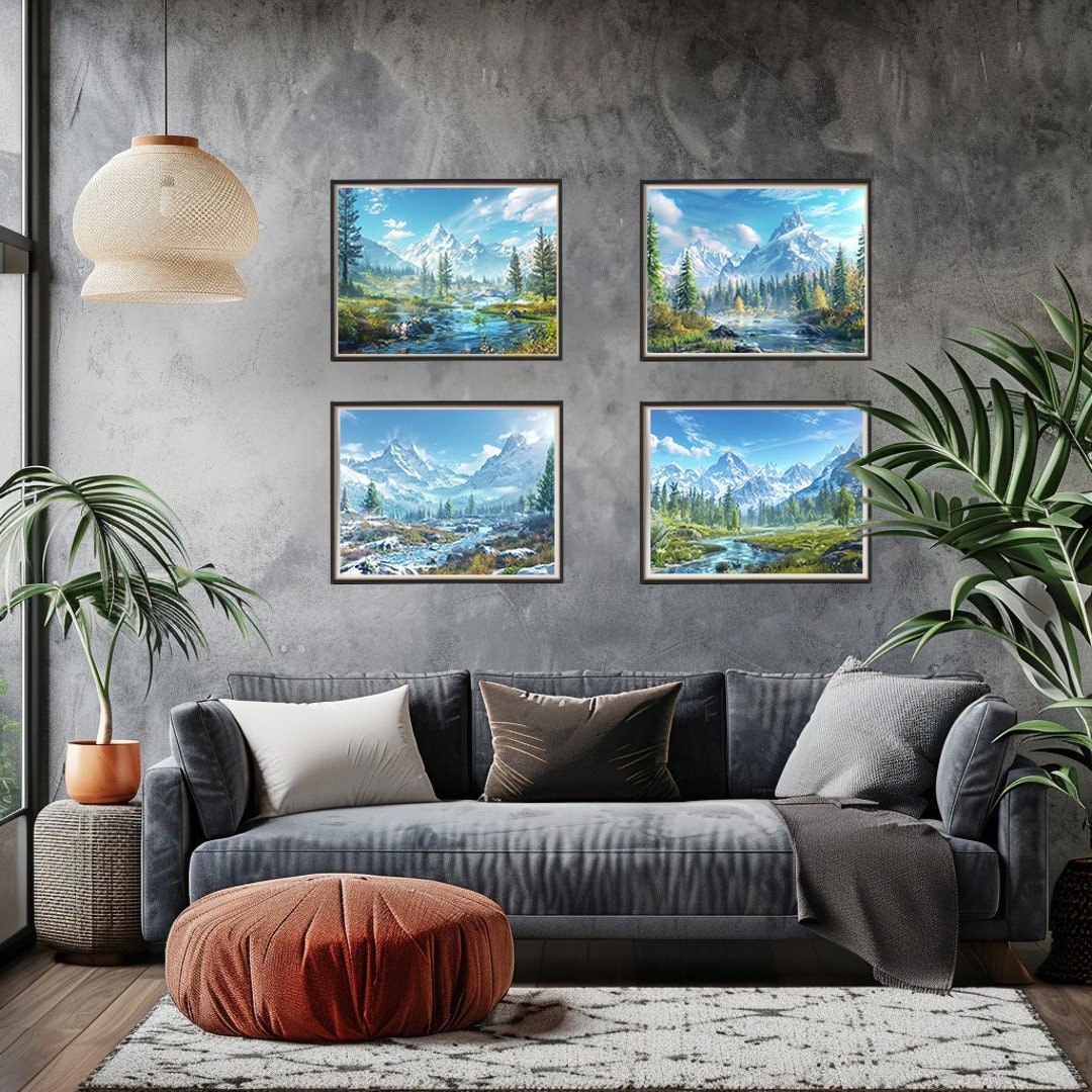 Four Seasons Mountain Art Prints - Bundle of 2, 3, or 4 Prints ...