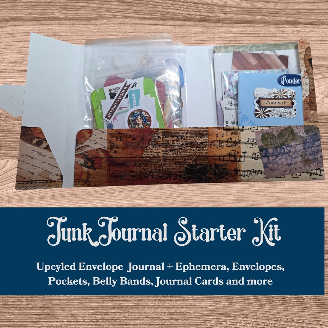 Junk Journal Starter Kit - Includes Upcycled Envelope Journal - 100 ...