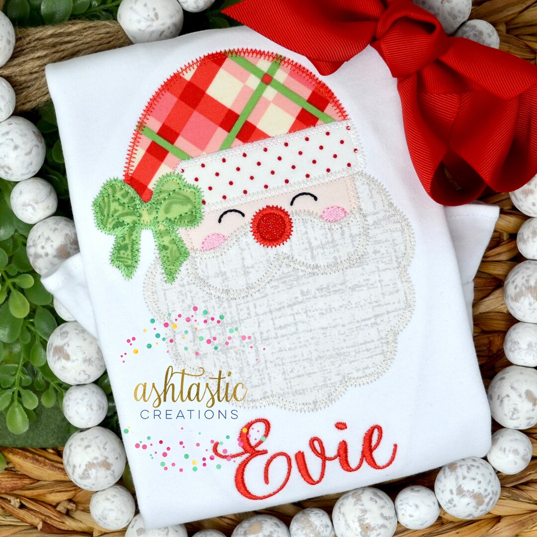 Girls Santa With Bow Christmas Shirt / Personalized Ho Ho Ho Shirt ...