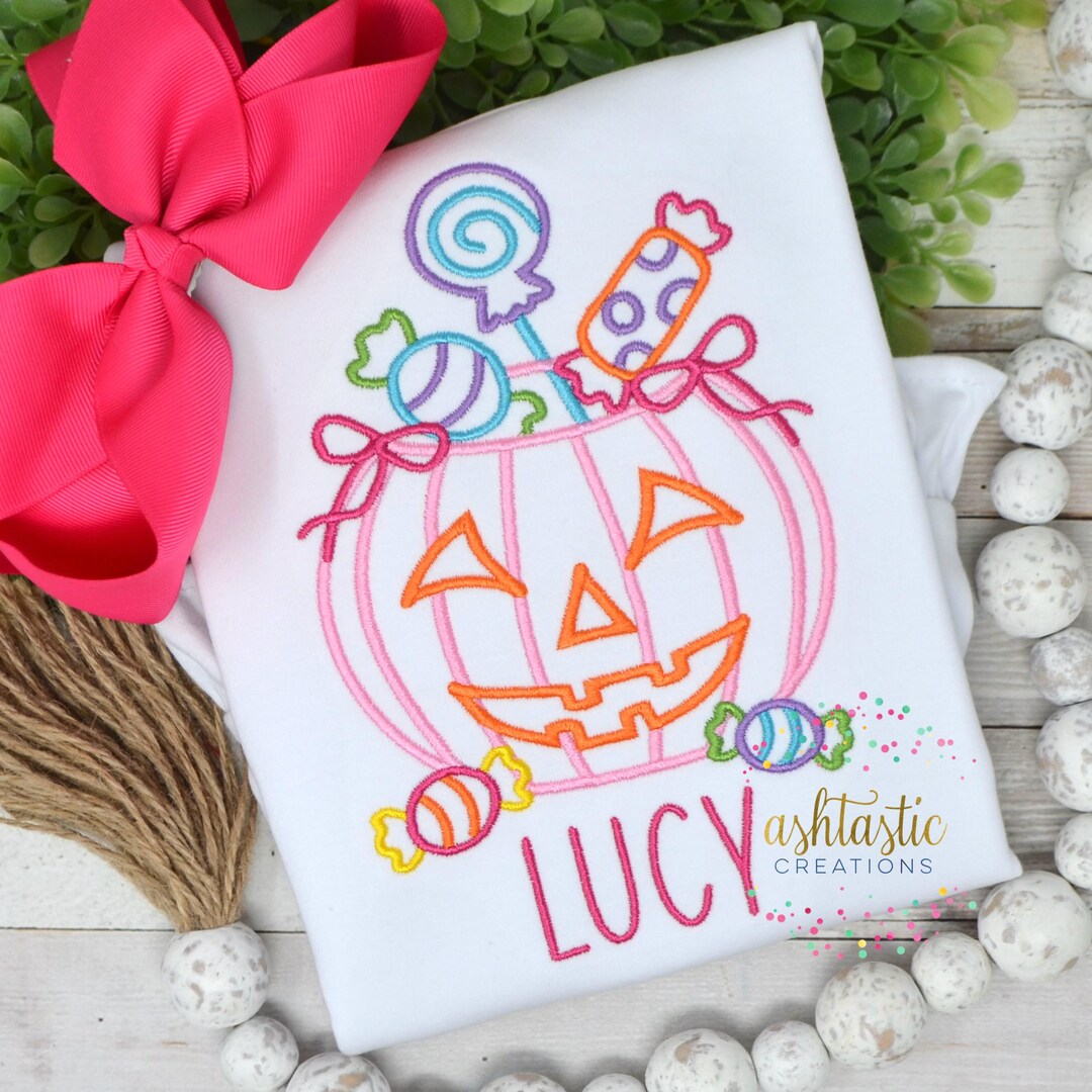 Kids Halloween Bucket Shirt / Personalized Embroidered Tee / Girls Boys ...