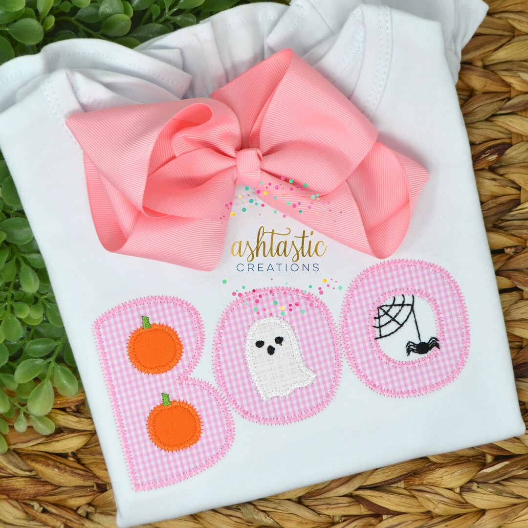 Girls BOO With Pumpkins, Ghost, and Spider Applique Shirt ...