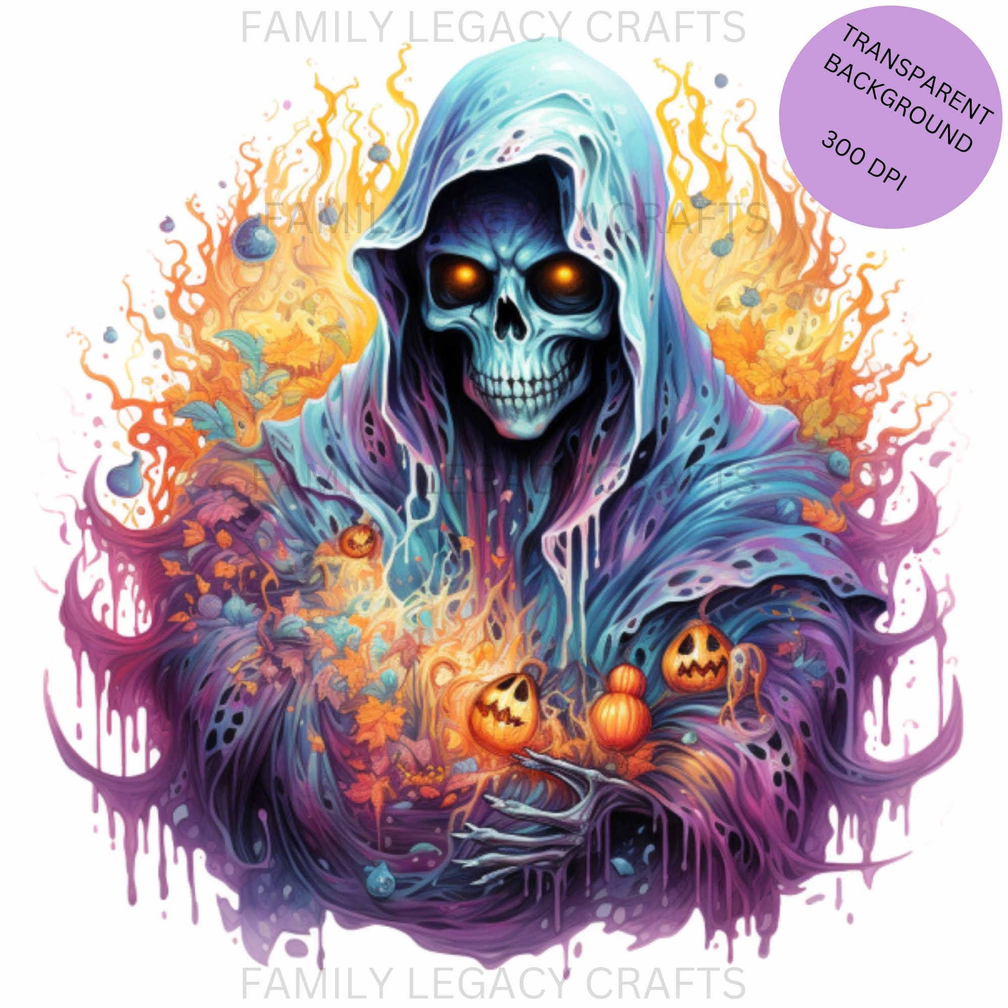 Vibrant Spooky Halloween Clip Arts. 25 PNG Graphics Ghost - Etsy