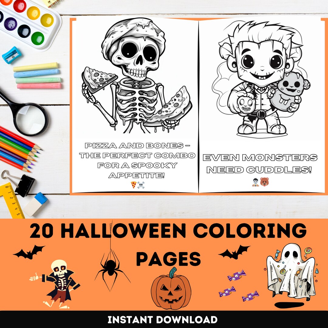 Printable Kawaii Halloween Coloring Pages, Halloween Coloring Sheets ...
