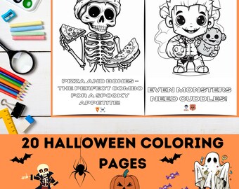 16 Halloween Coloring Pages PDF Instant Digital Download Printable ...