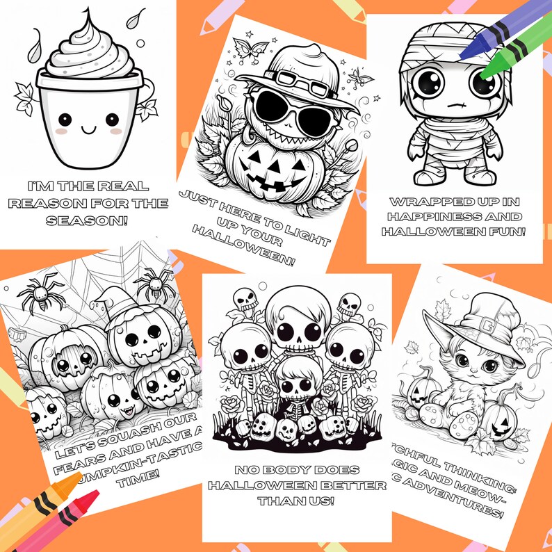 Printable Kawaii Halloween Coloring Pages, Halloween Coloring Sheets ...
