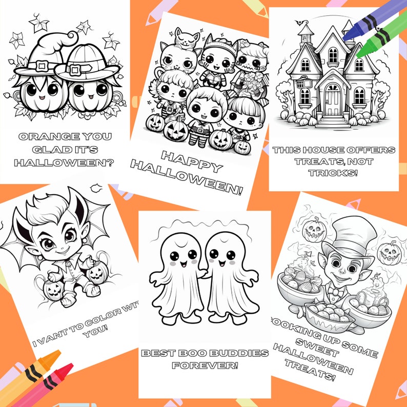 Printable Kawaii Halloween Coloring Pages Halloween Coloring - Etsy