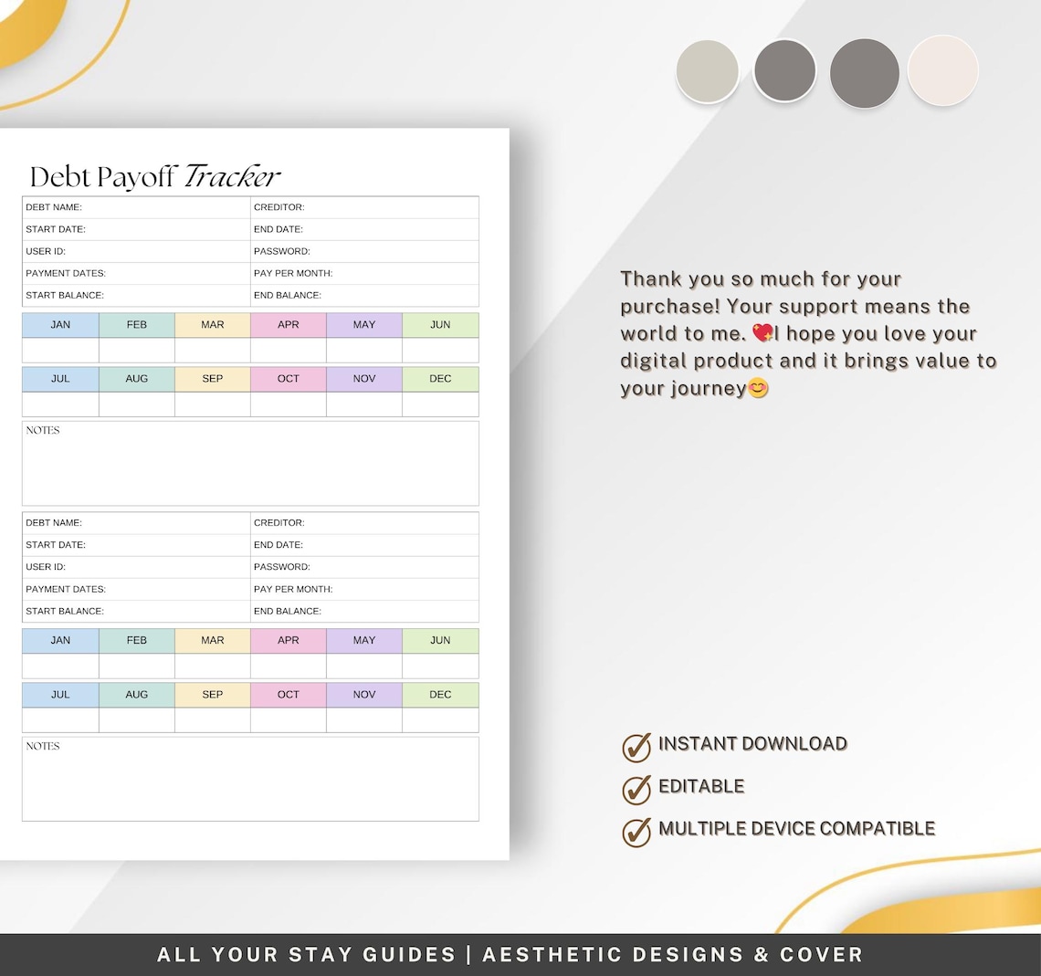 Ultimate Finance Planner Printable PDF | Monthly Budget, Debt Payoff ...