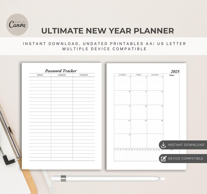 New Year Agenda Journal | Printable 2025 Planner | Goal Setting ...