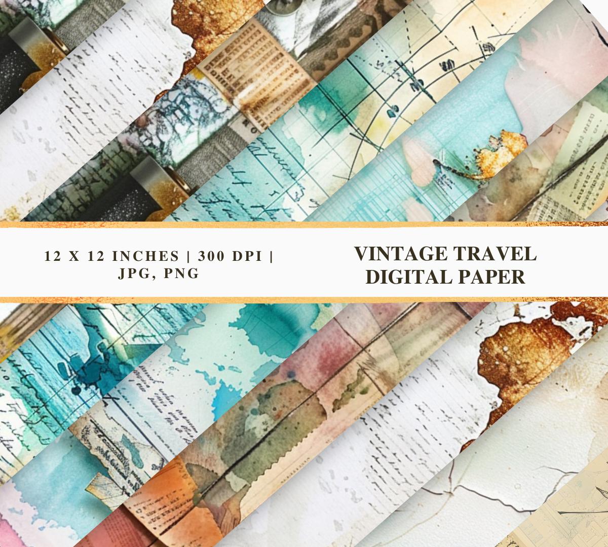 Vintage Travel Digital Paper | Printable Scrapbook Paper | Antique Map ...
