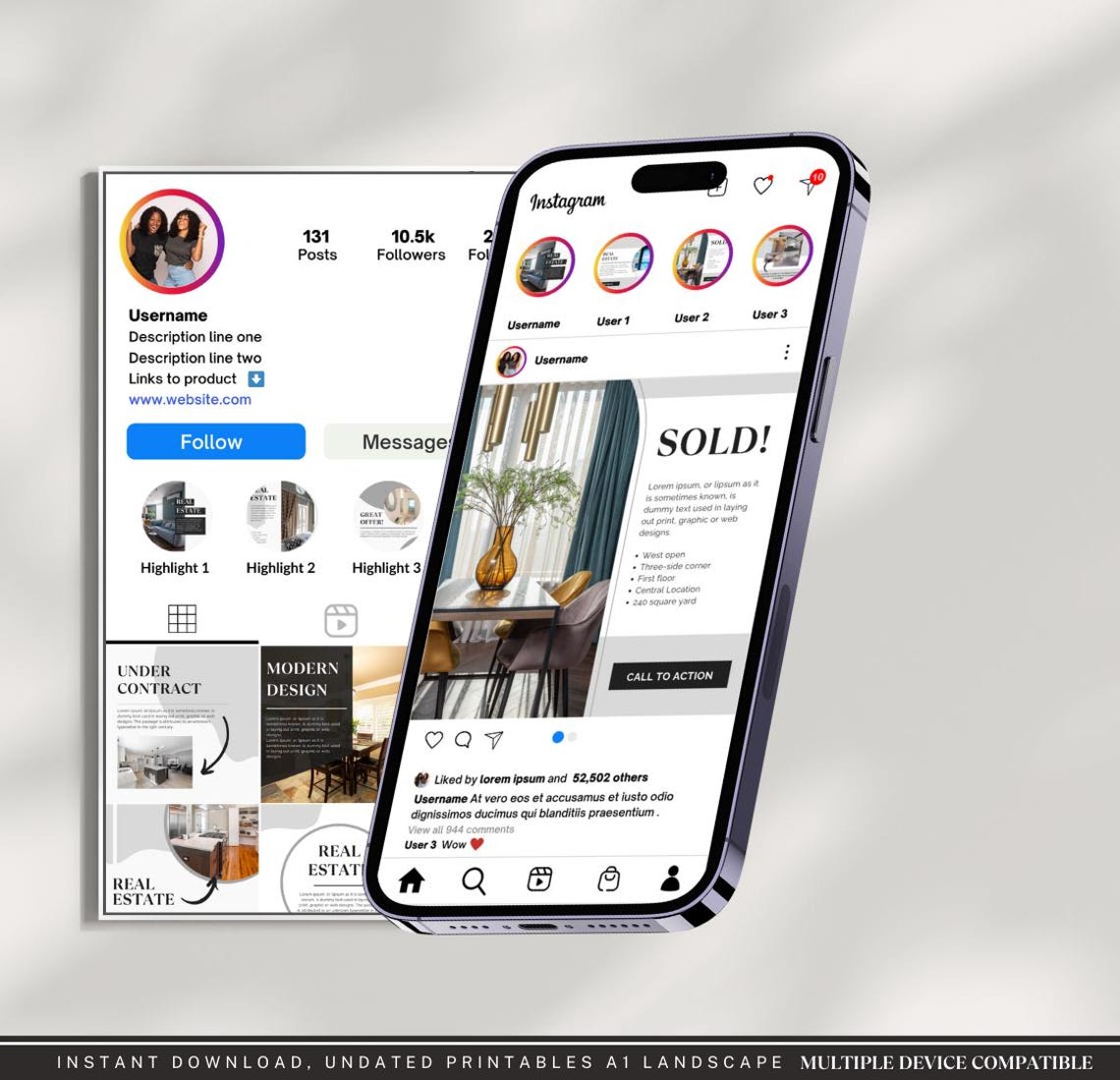 Aesthetic Real Estate Instagram Post Template, Editable Social Media ...