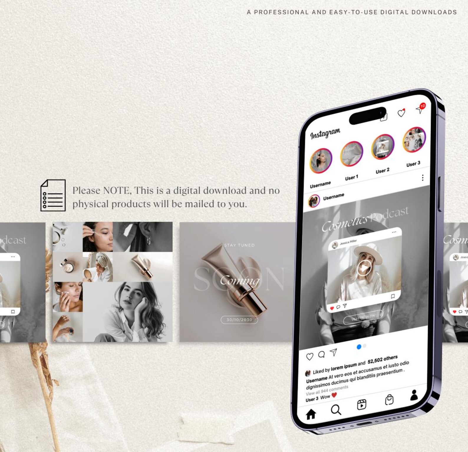 Aesthetic Cosmetic Instagram Post Template | Instagram Post Template ...