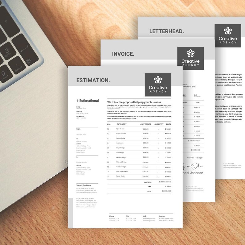 Editable Invoice Template: Professional Design (PDF) - Etsy