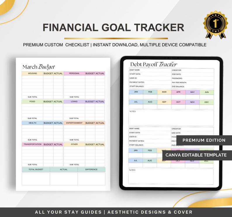 Ultimate Finance Planner Printable PDF | Monthly Budget, Debt Payoff ...