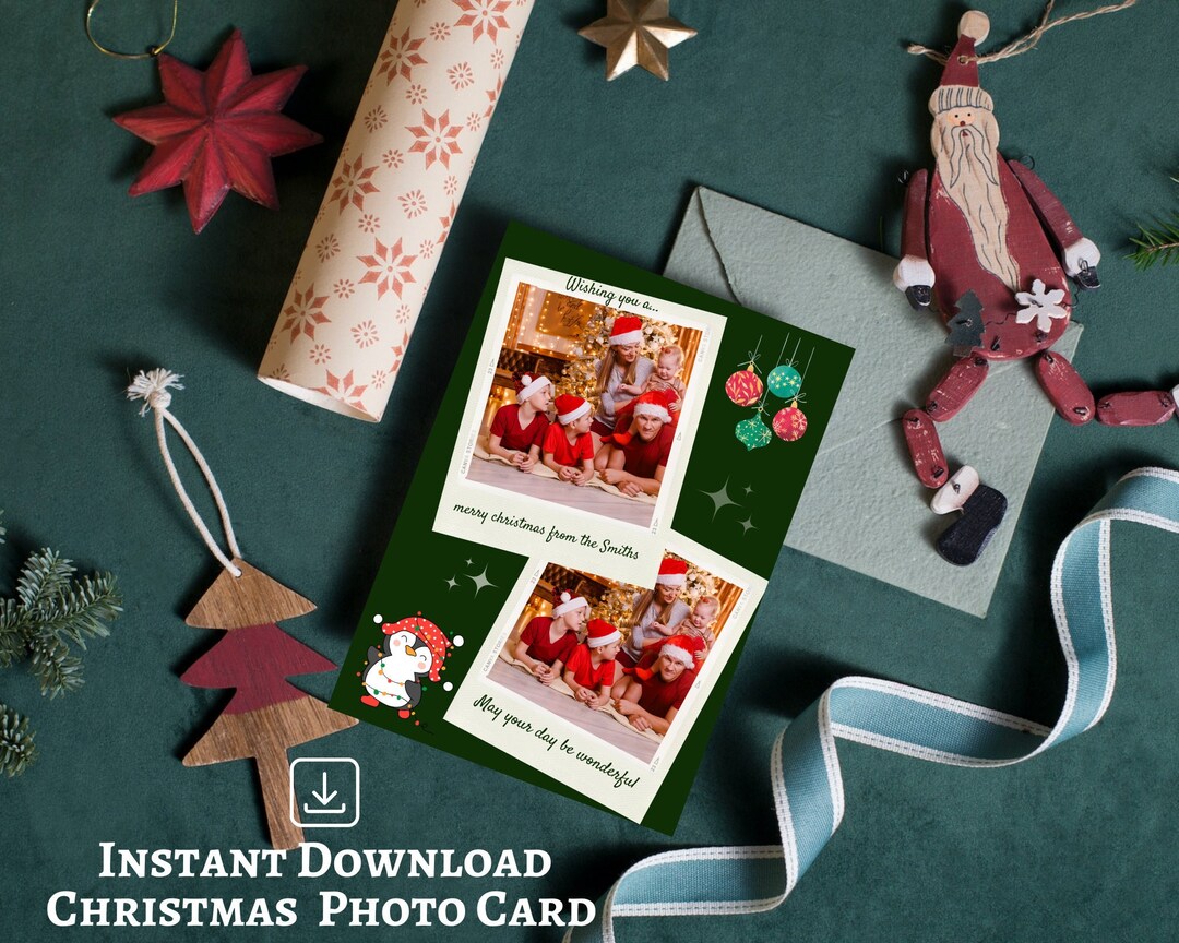 Happy Holiday Family Photo Collage Card Merry Christmas Card Printable ...