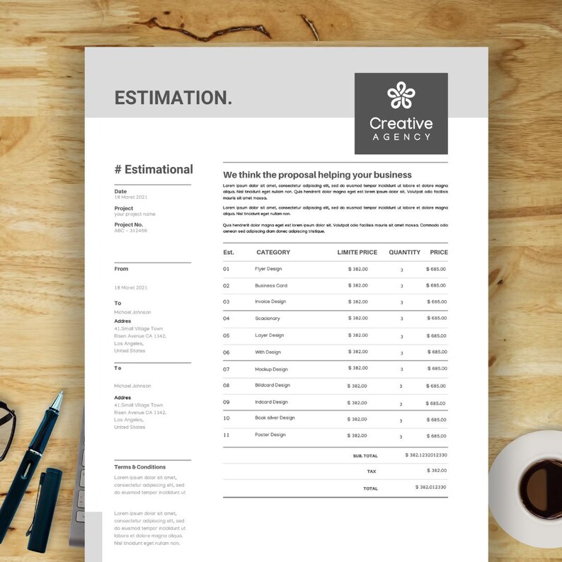 Editable Invoice Template, PDF Invoice, Printable Invoice, Small Business Invoice, Professional ...