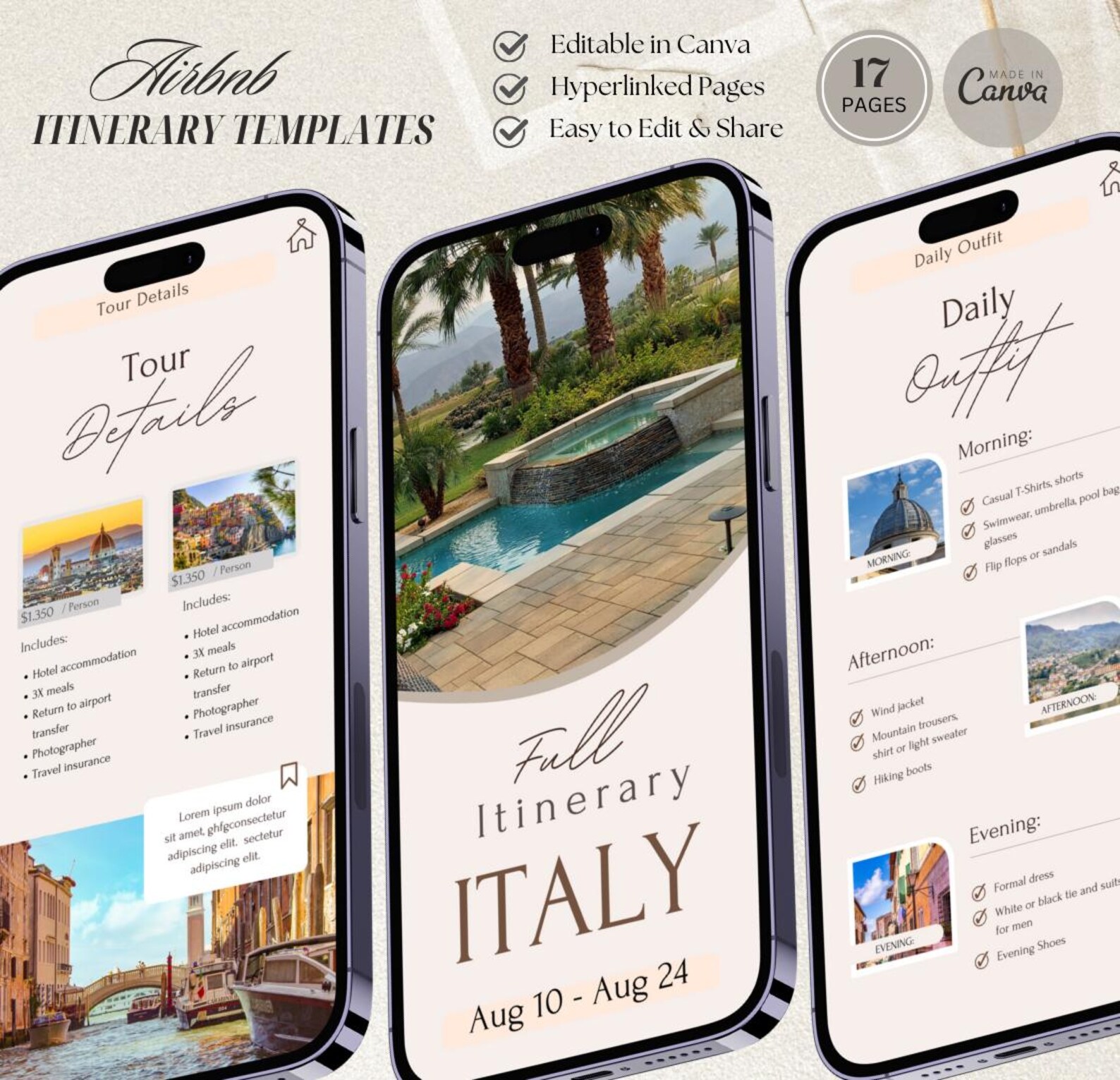 Editable Travel Itinerary Canva Template: Mobile Trip Planner (digital ...