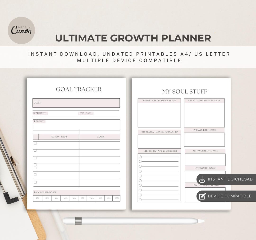 Personal Growth Planner | Printable Self-improvement Planner | Goal ...