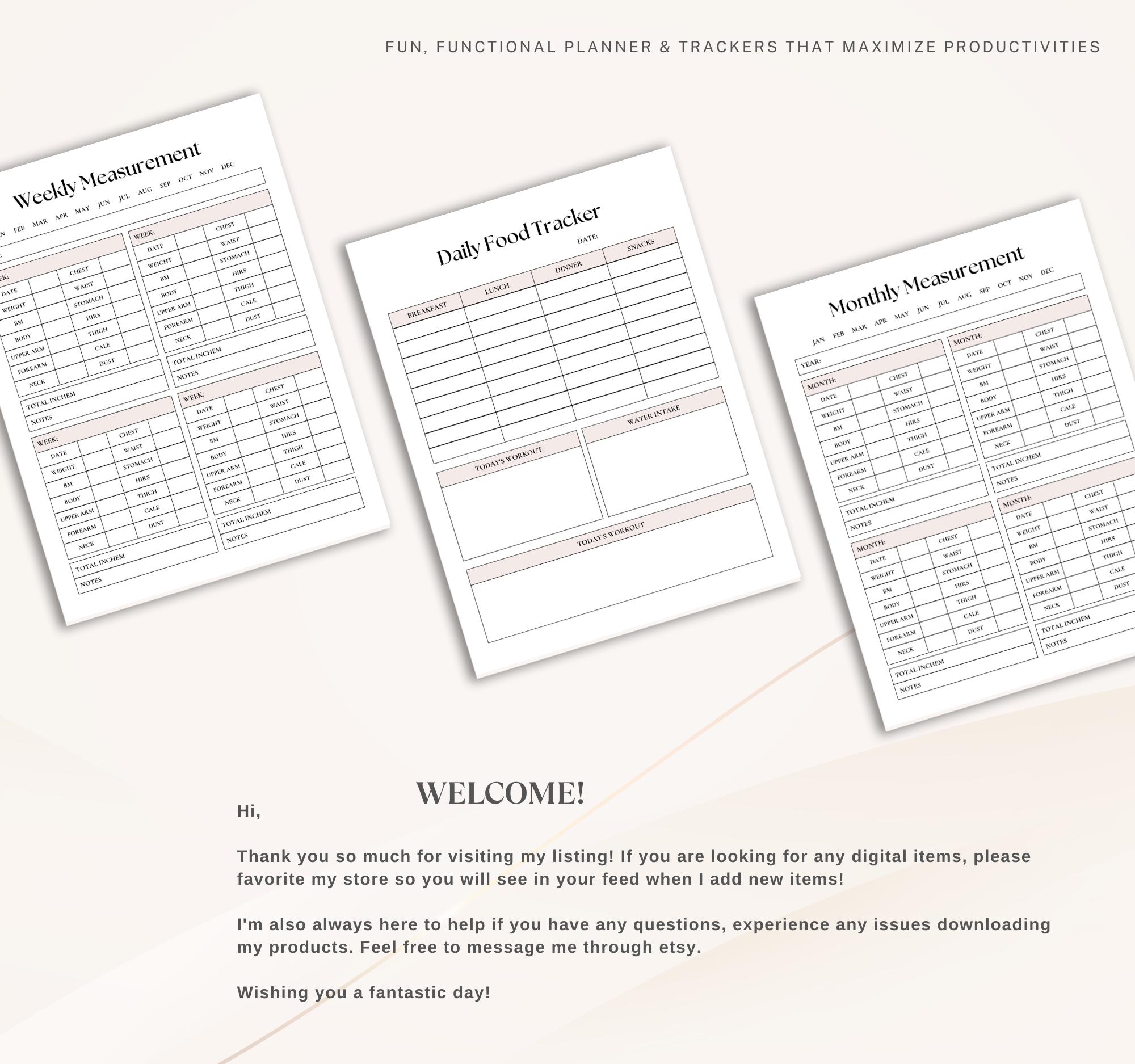 Weight Loss Tracker Printable Fitness Planner Diet Tracker, Progress ...