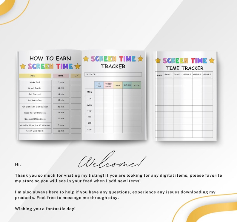Kids Screen Time Checklist: Chore Tracker, Daily Routine (printable PDF ...