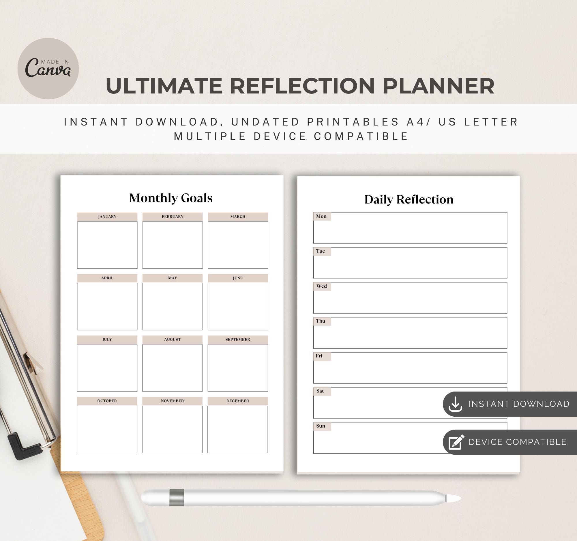 2025 Reflection Planner | Printable Self-reflection Journal | Year-end ...