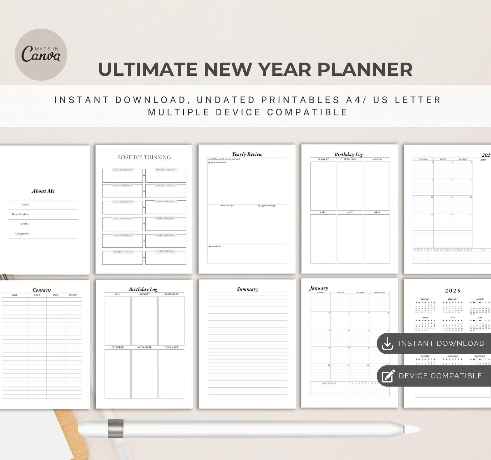 New Year Agenda Journal | Printable 2025 Planner | Goal Setting ...