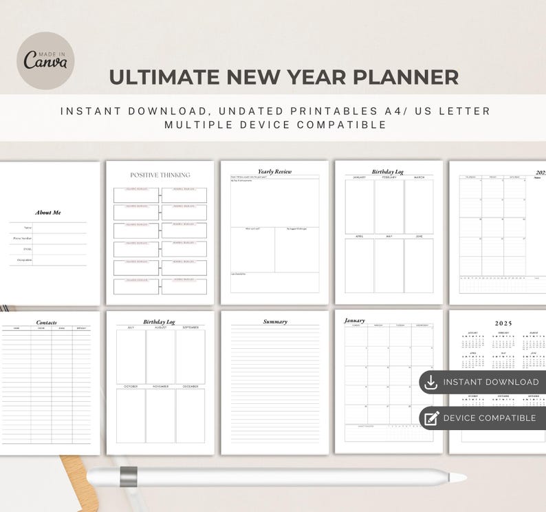New Year Agenda Journal | Printable 2025 Planner | Goal Setting ...