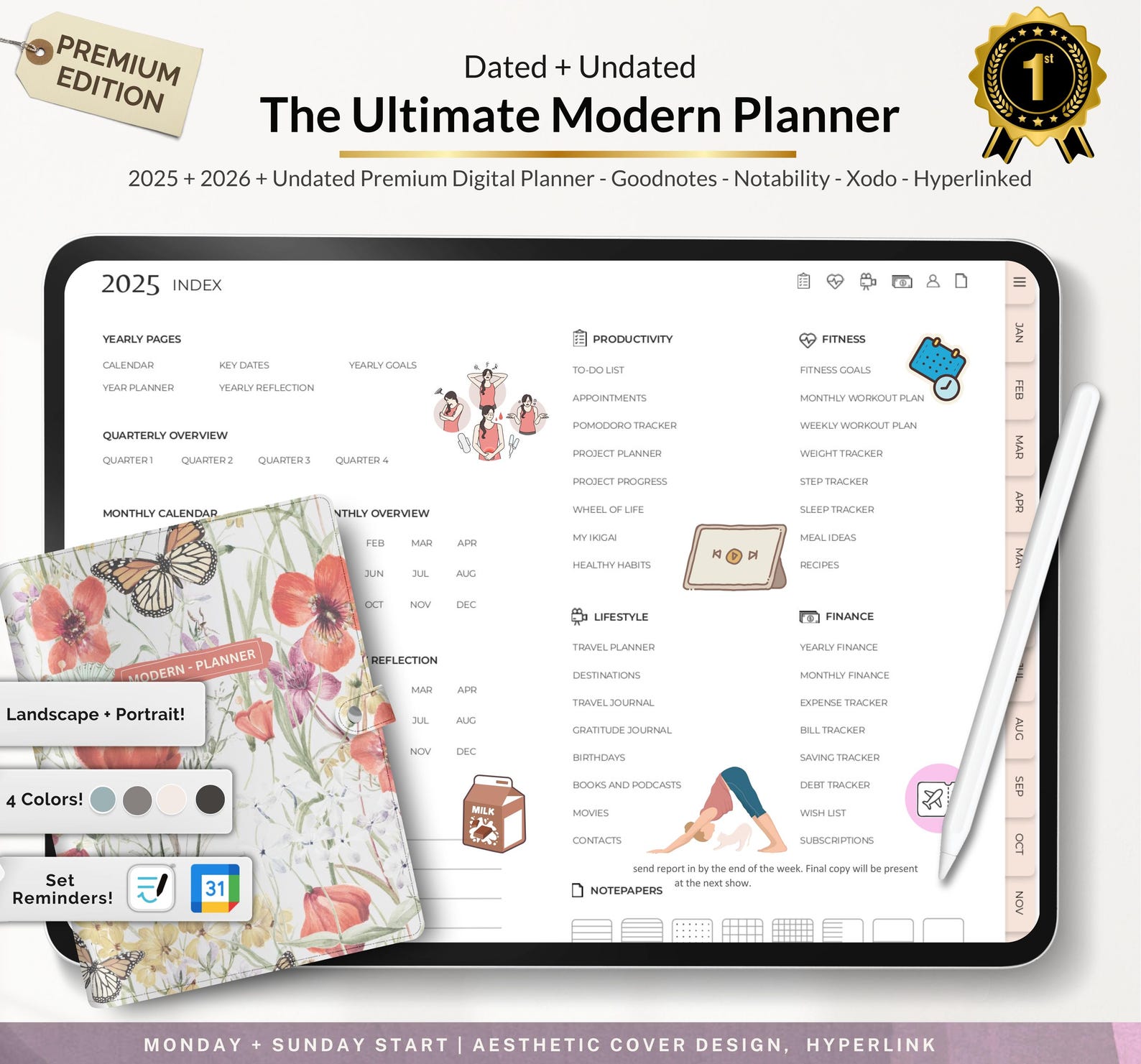 2025 Digital Planner Bundle | Hyperlinked PDF for Ipad/tablet | Fitness ...