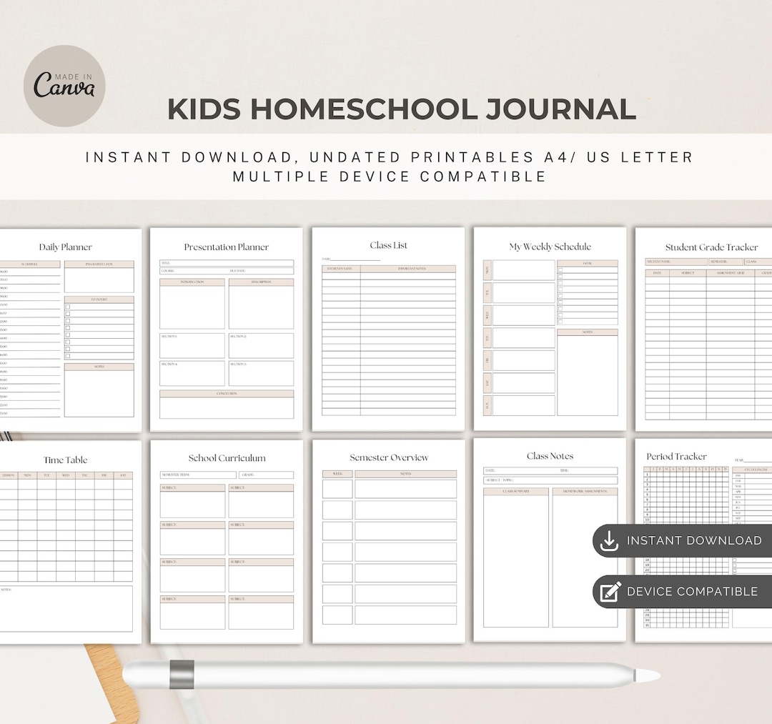 Kids Homeschool Journal, Child Learning Notebook, Student Education ...