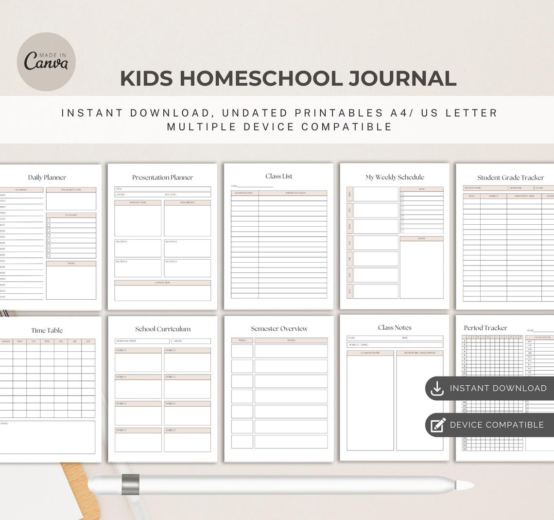 Kids Homeschool Journal, Child Learning Notebook, Student Education ...