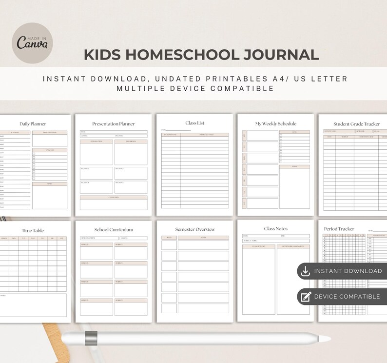 Kids Homeschool Journal, Child Learning Notebook, Student Education ...