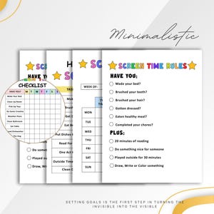 Kids Screen Time Checklist: Chore Tracker, Daily Routine (printable PDF ...