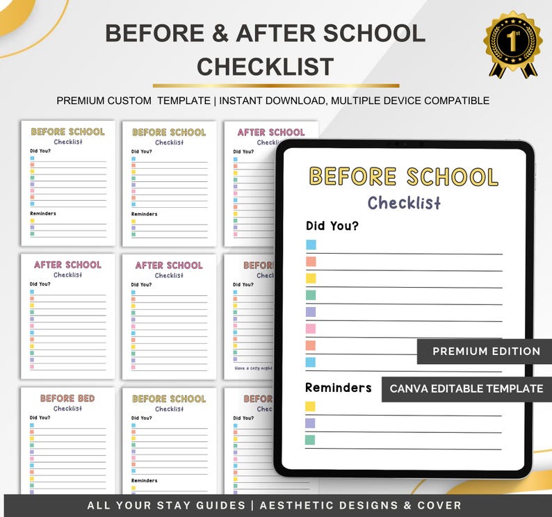 Kids Daily Checklist: Before & After School Routine (canva Template) - Etsy