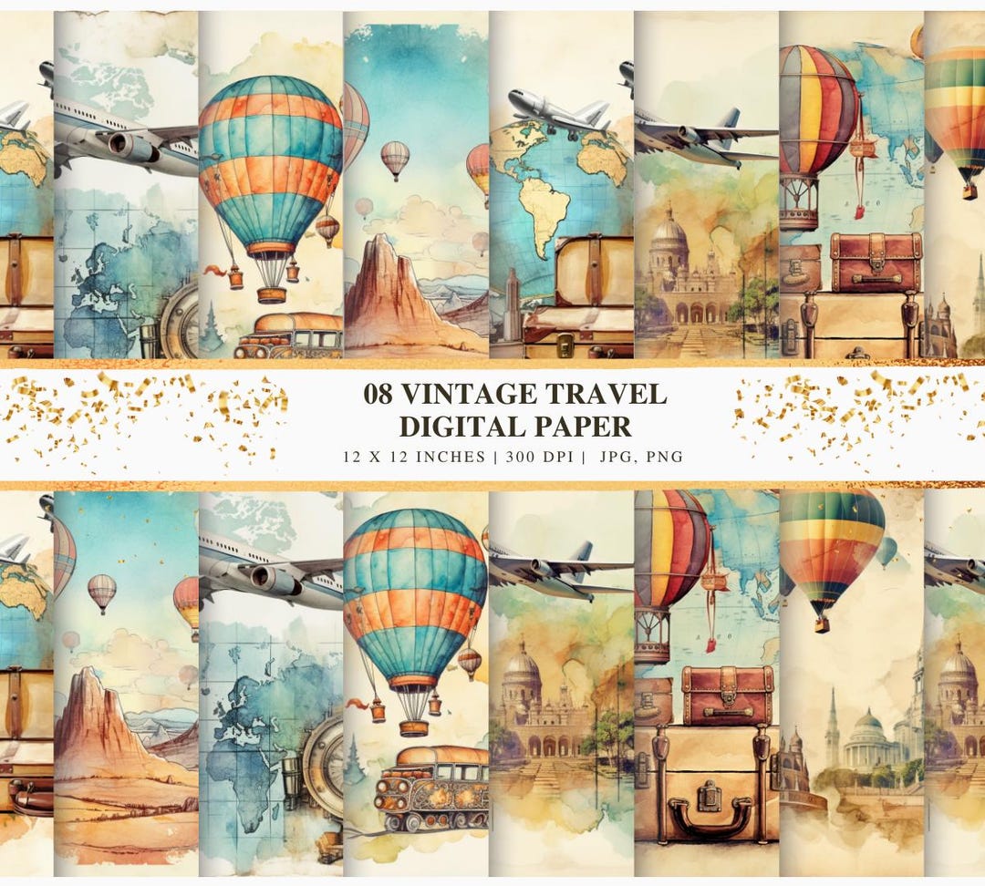 Vintage Travel Digital Paper | Printable Paper Pack | Antique Maps ...