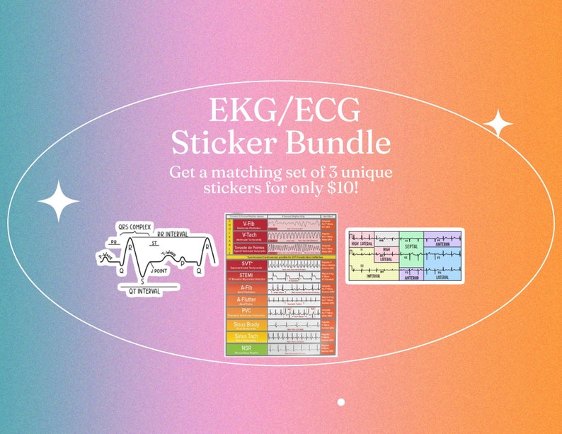 EKG Sticker Bundle: Medical Cheat Sheet, QRS Complex - Set of 3 - Etsy