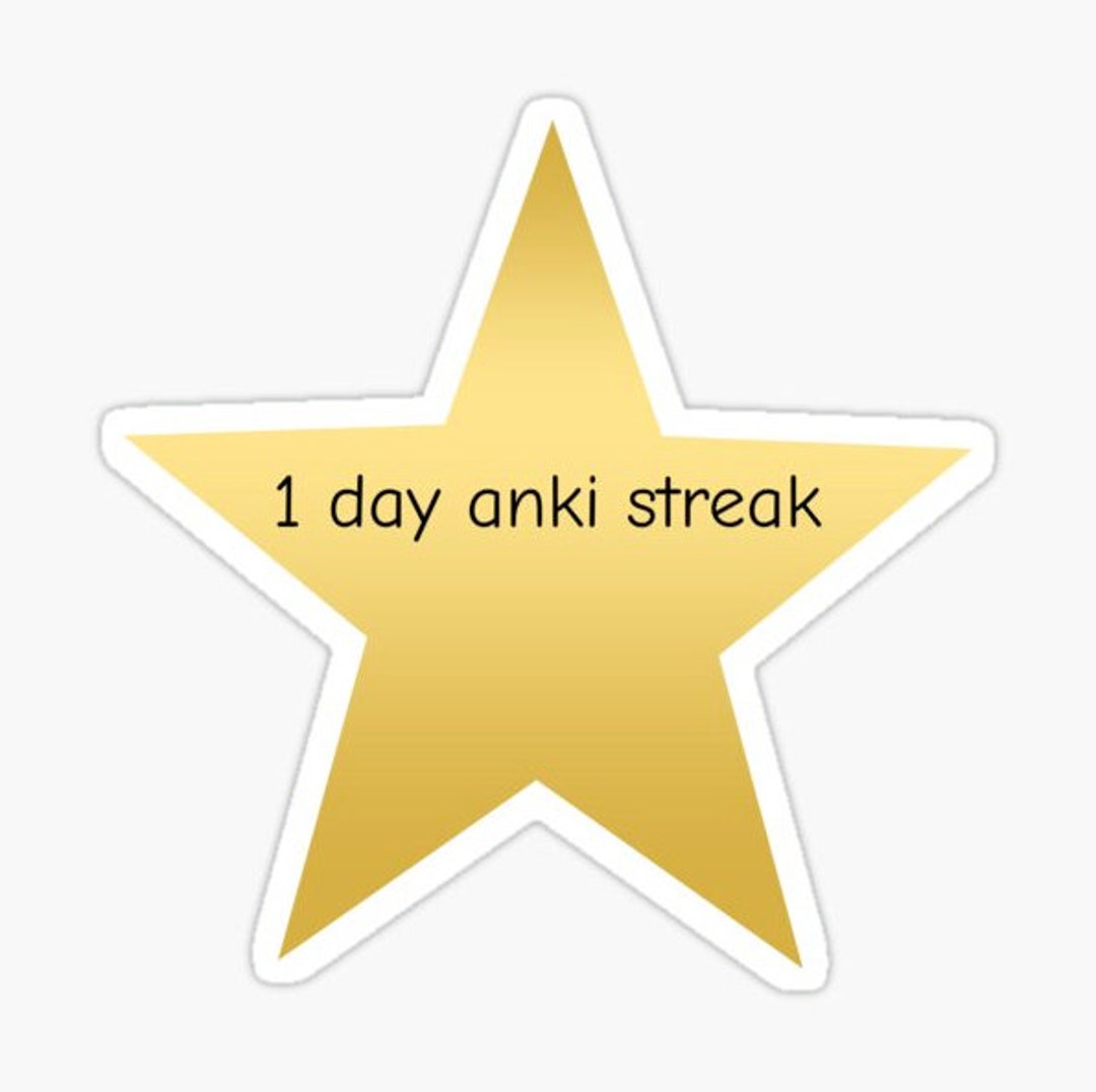 Anki "1 Day Anki Streak" Gold Star Sticker | Perfect Gift for Anki ...