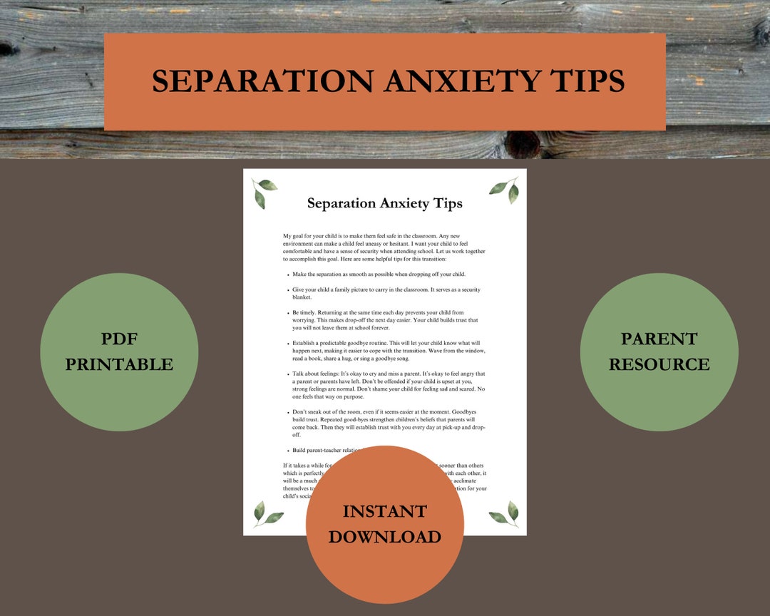 Separation Anxiety, Digital Download, Anxiety, Parent Resource, Daycare ...
