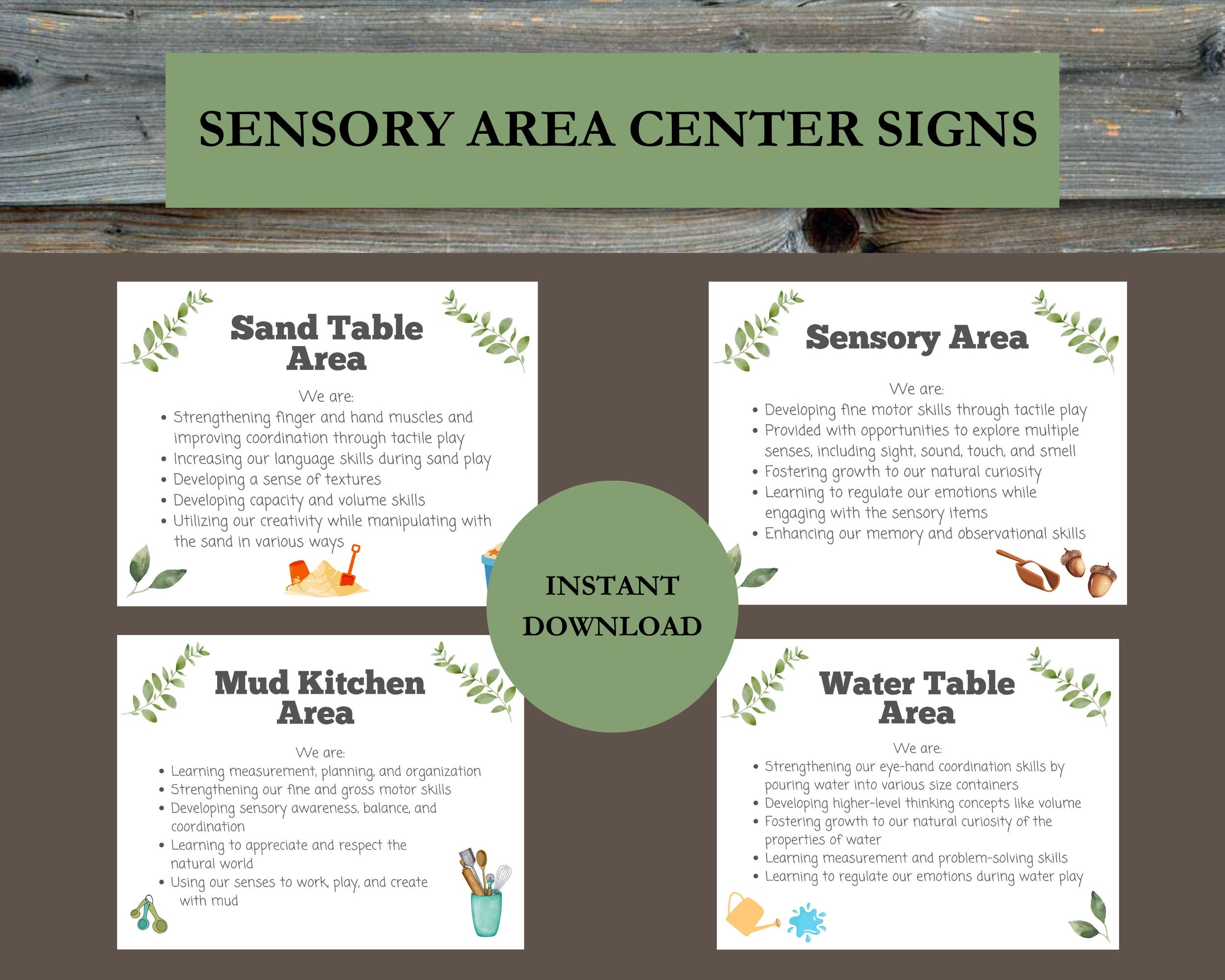 Sensory Center Signs Classroom, Digital Downloads, Sensory Play ...