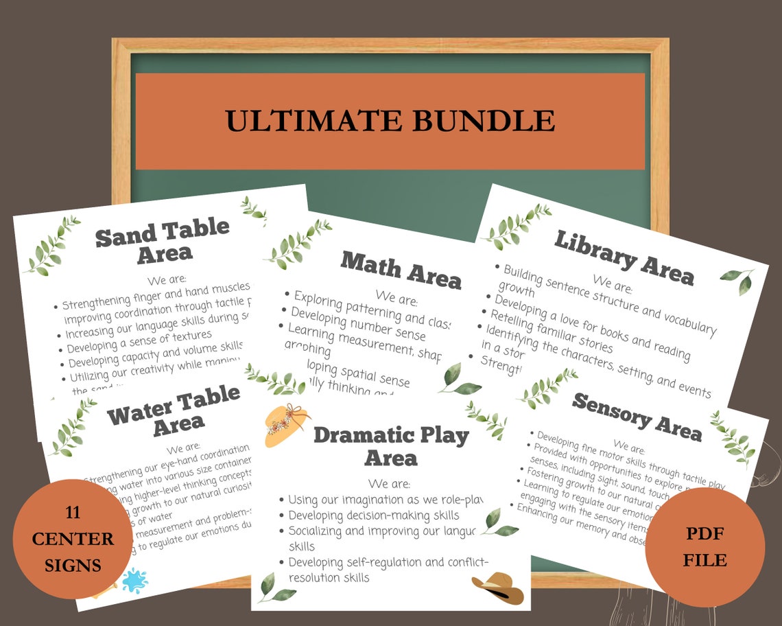 Classroom Center Signs, Digital Downloads, Daycare Signs, Preschool ...