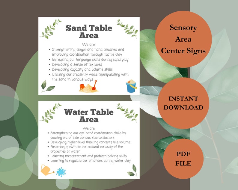 Sensory Area, Center Signs Classroom, Sensory, Digital Downloads ...