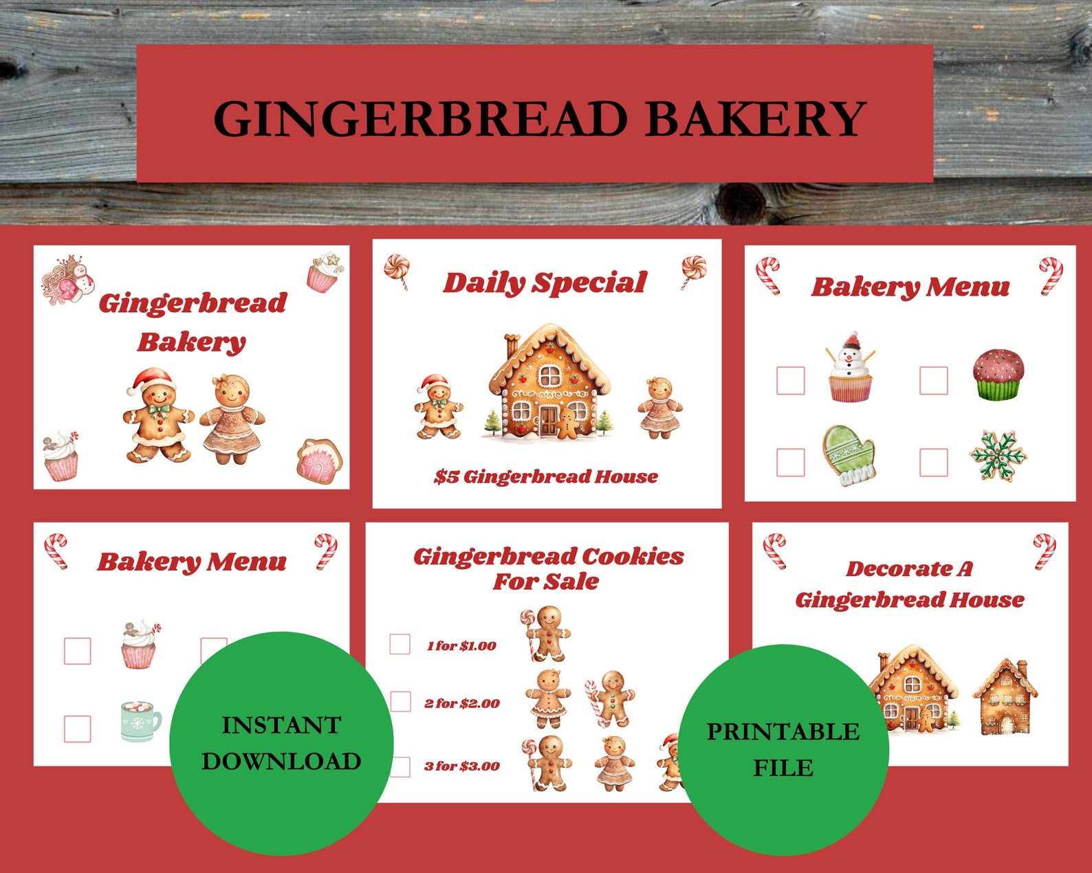 Gingerbread Bakery, Dramatic Play, Digital Download, Daycare Printable ...