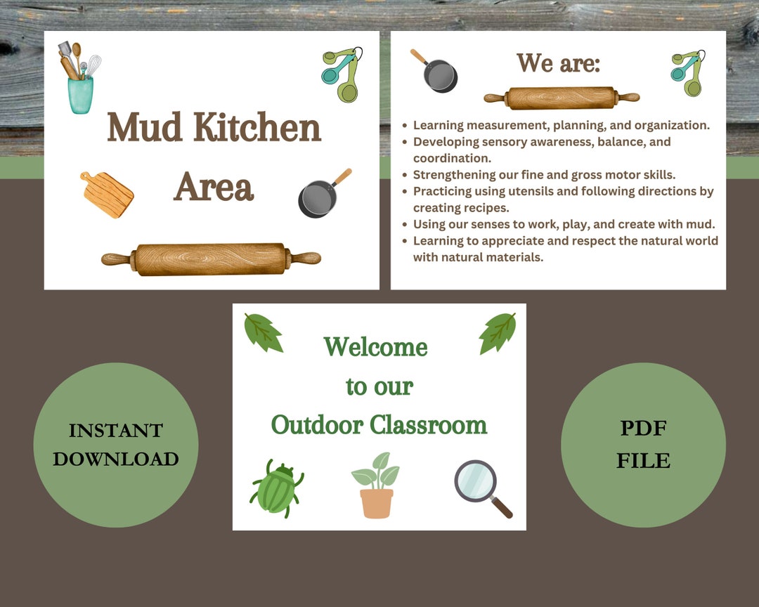 Mud Kitchen Signs/ Mud Kitchen/ Preschool Printable/ Outdoor/ Nature ...