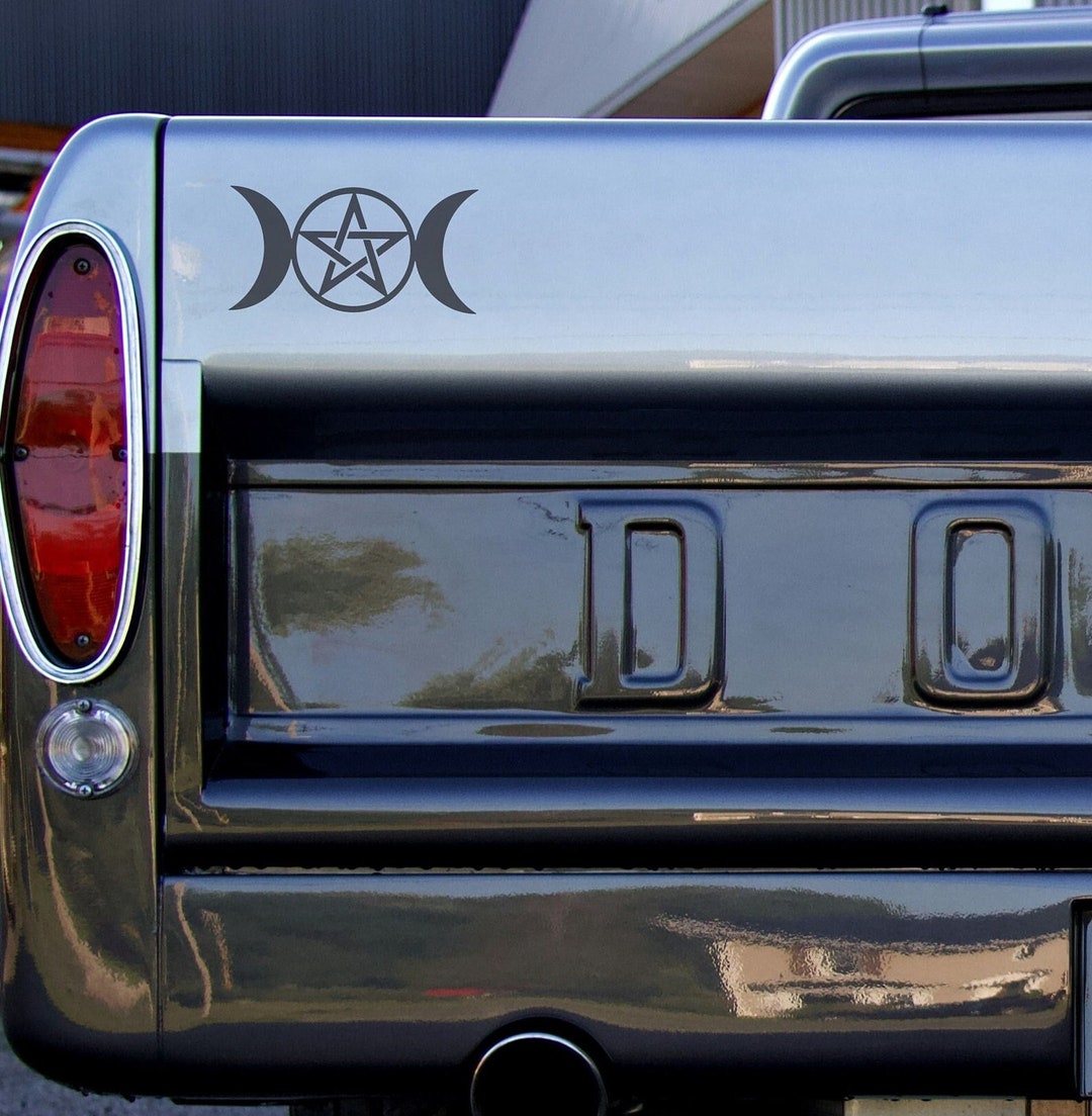Triple Moon Goddess Decal, Pentagram Symbol Window Transfer, Witchy ...