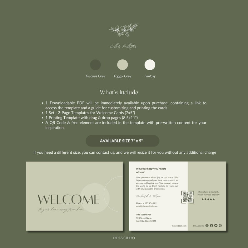 Airbnb Welcome Card Template for Guests, Modern Guest Welcome Note ...