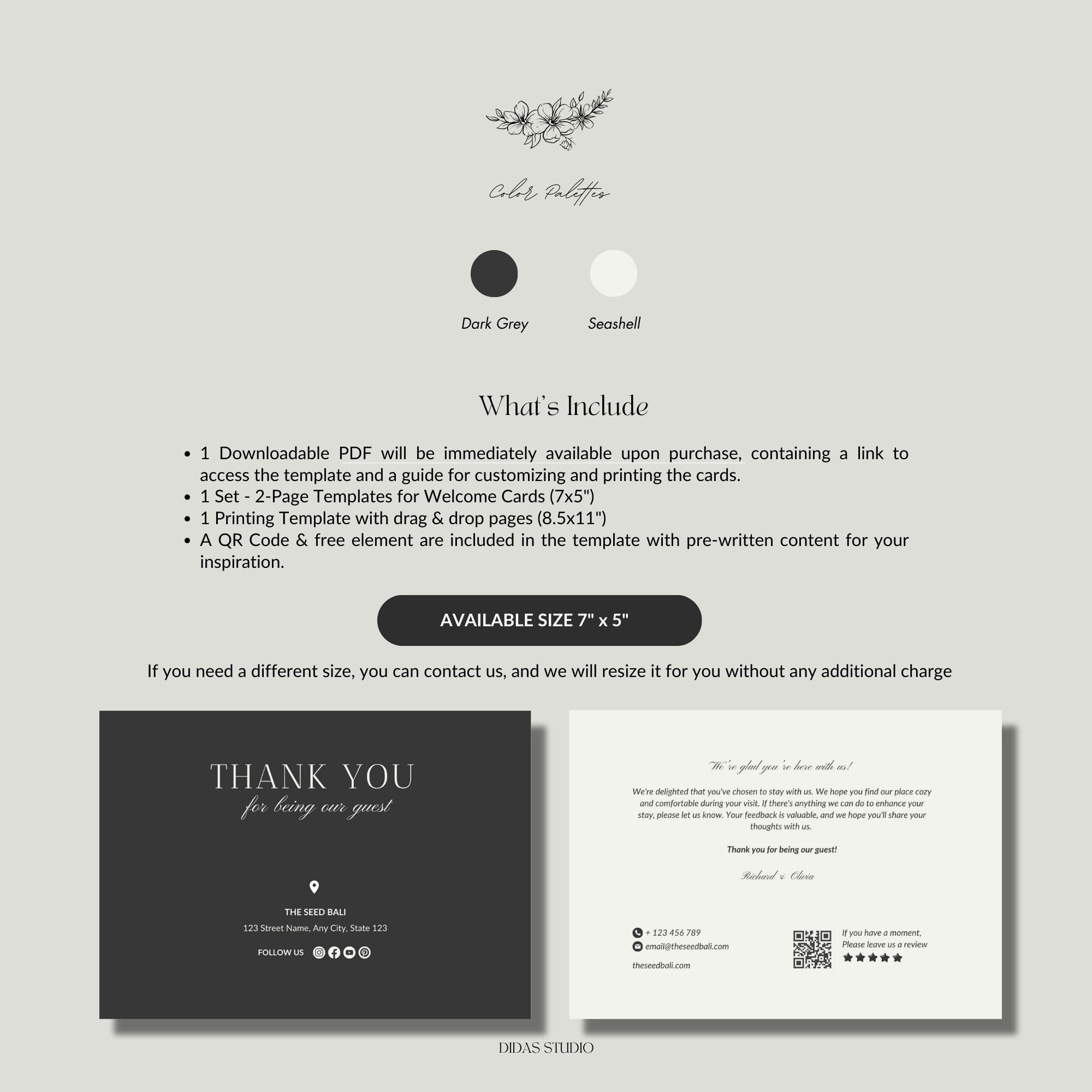 Guests Thank You Card Template, Guests Thank You Note, Vacation Rental ...