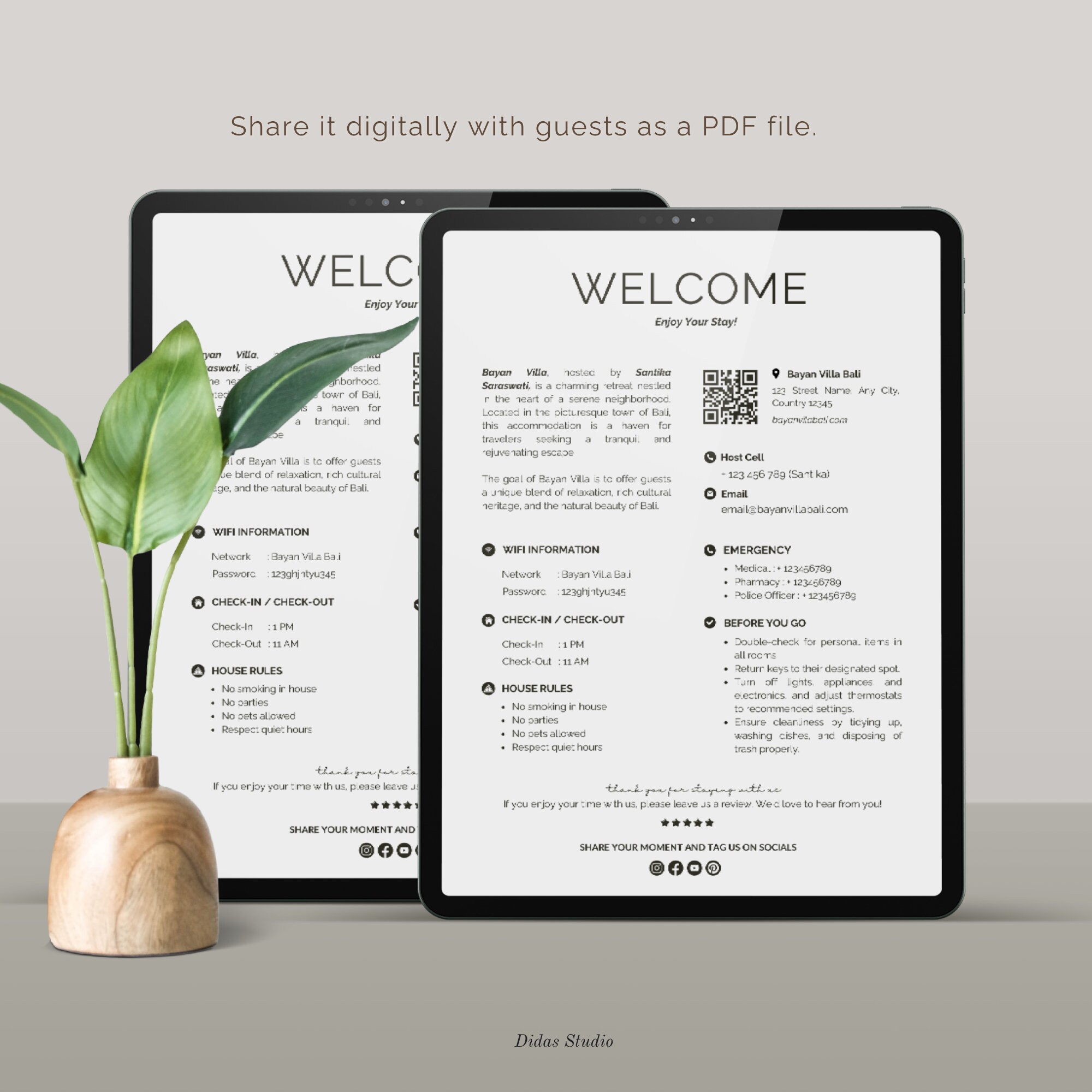 Vacation Rental Welcome Sign Template With QR Code (canva PDF) - Etsy