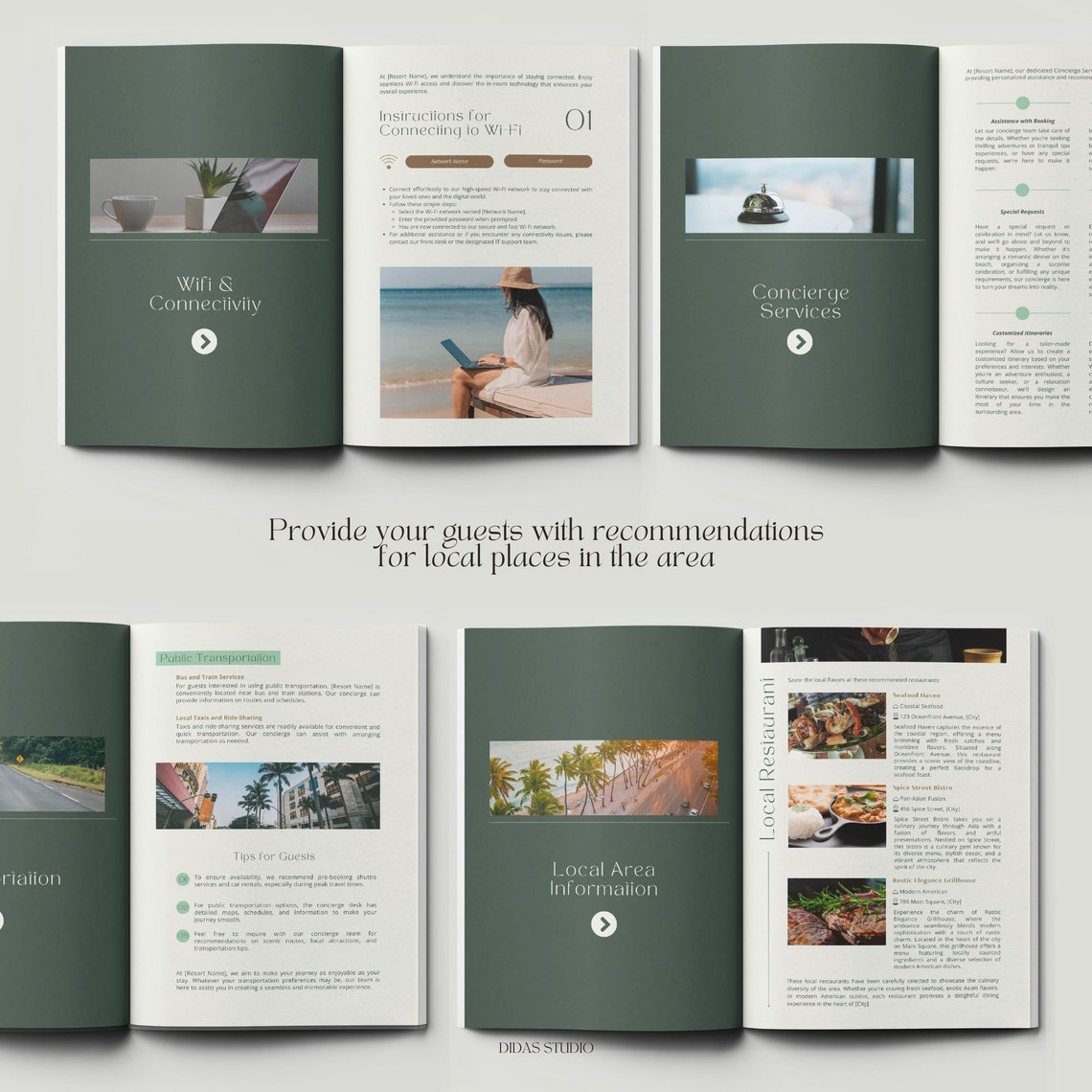 Modern Seaside Private Resort Welcome Guest Book Template, Elegant ...