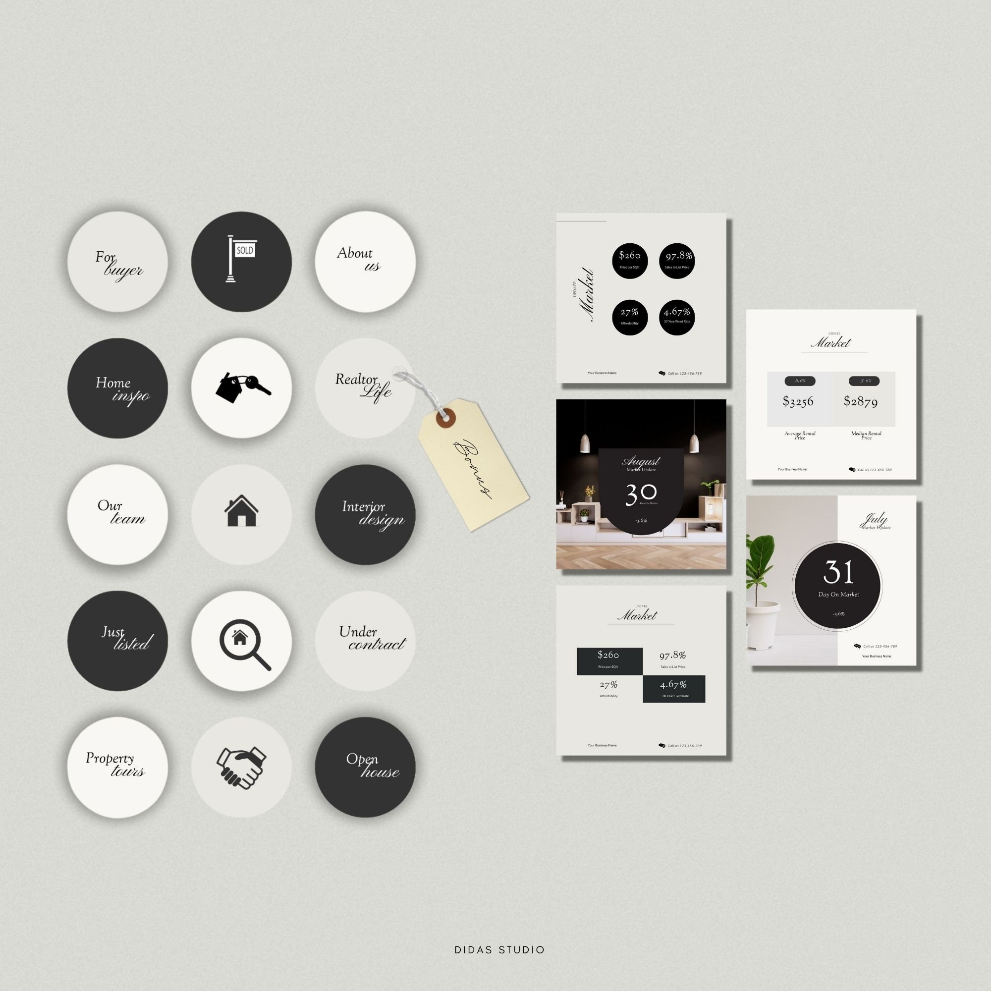 Neutral Real Estate Marketing, Minimal Realtor Instagram Template ...