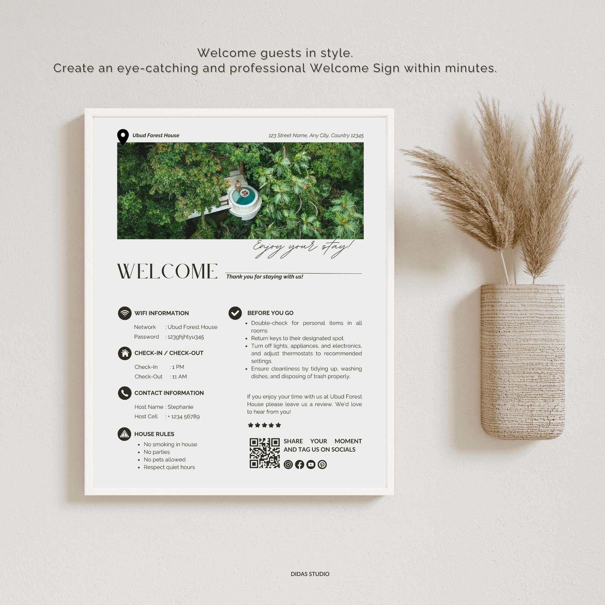 Airbnb Welcome Sign Template, Vacation Rental Printable, Short-term ...